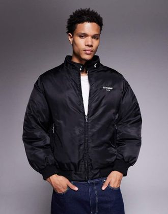 Sixth June Bomberjacke im Rennsport-Stil in Schwarz