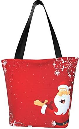 AOOEDM P&egrave;re No&euml;l Joyeux No&euml;l Sac d&eacute;picerie r&eacute;utilisable Sac &agrave; provisions Sac &agrave; bandouli&egrave;re d&eacute;contract&eacute; Sac &agrave; main pour hommes Femmes Sac de march&eacute; ECO Sac de