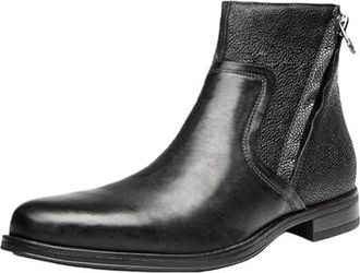 Generic Bottes Chukka classiques r&eacute;tro en cuir v&eacute;ritable &agrave; enfiler pour homme, Noir, 40 2/3 EU