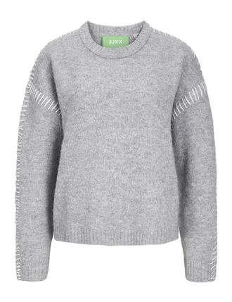 Jack & Jones Damen Jxitzel Crew Neck Knit Strickpullover, Grey Melange, M