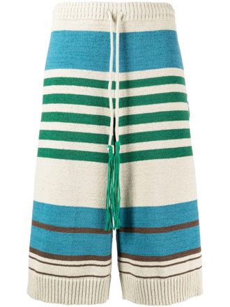 Craig Green short rayé en maille nervurée - Tons neutres