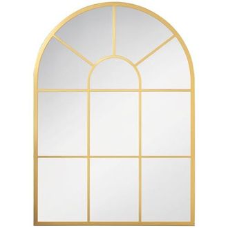 HOMCOM Miroir Mural arqu&eacute; 70 x 50 cm, Miroir verri&egrave;re Arche Style Industriel, Miroir de fen&ecirc;tre arqu&eacute; avec Cadre m&eacute;tallique, pour Salon, Chambre, Couloir, do