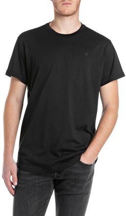 Replay Herren T-Shirt Kurzarm Rundhalsausschnitt, Schwarz (Black), M
