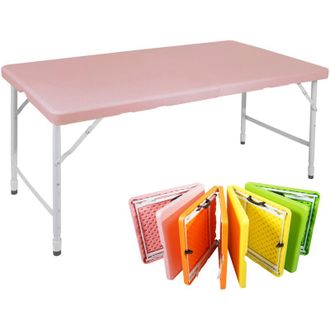 Liberte Libert&eacute; - Table pliante 125x61x74cm,R&eacute;glable en hauteur,pour les pique-niques et les f&ecirc;tes,Rose