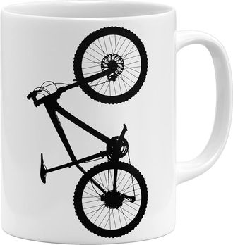 OM3 MTB Hardtail Mountain Bike Tasse mit Fahrrad - Keramik Becher - 325ml - Beidseitig Bedruckt - Weiss