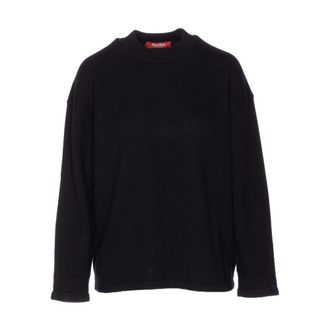 Max Mara Schwarzer Kaschmirpullover Gerippter Rundhalsausschnitt - - Knitwear - Damen - Schwarzk - XS