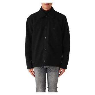 Stone Island Homme, Vestes, Noir, Taille: L Surchemise en m&eacute;lange de laine