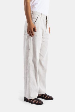Taiga Takahashi Mens Wide Ivory Denim Painter Pants Beige Trousers