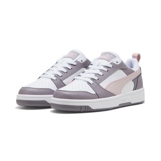 Puma Rebound V6 Low Unisex Sneaker, Puma White Mauve Mist Plum Jam, 42.5 EU