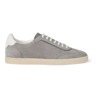 Brunello Cucinelli Homme, Chaussures, Gris, Taille: 44 EU Suede Baskets