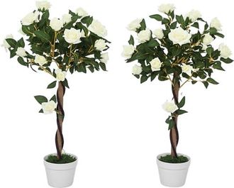 OUTSUNNY künstliche Rosenpflanzen groß 90 cm Kunstpflanze, Plastik künstliche Pflanzen Rosenbaum im Topf, Kunstbaum wie echt für Wohnzimmer Schlafzimmer Büro M