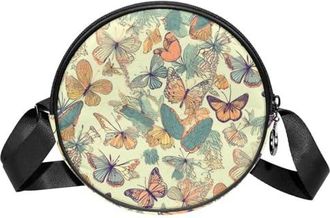 Generic Sac &agrave; bandouli&egrave;re rond pour femme, petit sac &agrave; bandouli&egrave;re esth&eacute;tique avec fermeture &eacute;clair, bretelles r&eacute;glables, sac &agrave; main rond d&eacute;contract&eacute; pour fem
