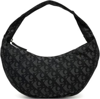 Calvin Klein Femme, Sacs, Noir, Taille: ONE Size Allover Monogram Crescent Shoulder Bag