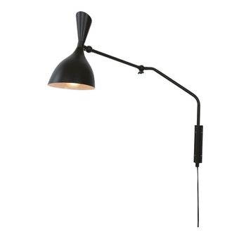 Luce-Ambiente-Design Morgan Black Metal Wall Light with Switch and Socket