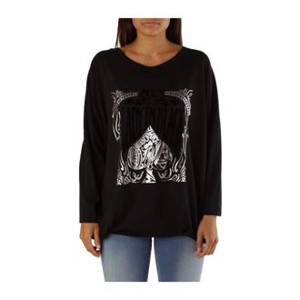 Met Met, Femme, Tops, Noir, Taille: 38 FR Haut D&eacute;contract&eacute; &agrave; Imprim&eacute; Graphique Manches Longues