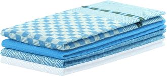 Decoking 3er Set Küchentücher 50x70 cm mit Aufhänger 100% Baumwolle Blau hochwertige Geschirrtücher Louie