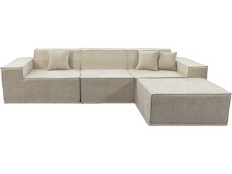 Habitat et Jardin Modulares Einzelsofa mit Ottomane Lusso aus strukturierten Stoff - 4-Sitzer - Beige