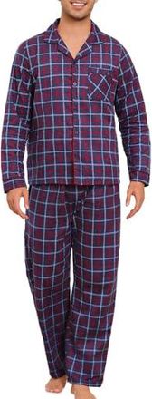 Mia Lucce Pyjama &agrave; manches longues en flanelle pour homme | Ensemble pyjama en coton &agrave; carreaux comme v&ecirc;tement de nuit dhiver, rouge et bleu, S