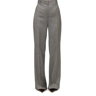 Max Mara Femme, Pantalons, Gris, Taille: 46 FR Pantalon en laine &agrave; taille haute