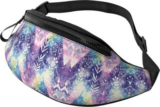 Generic Mode Sporttasche Lila Wei&szlig; Blau Druck Taillentasche Sporttasche Brusttasche F&uuml;r Fahrrad Sport Radfahren 14X35Cm