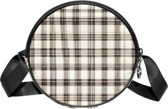 Generic Sac &agrave; bandouli&egrave;re Circle pour femme, petit sac &agrave; bandouli&egrave;re r&eacute;tro blanc avec fermeture &eacute;clair, bretelles r&eacute;glables, sac &agrave; main rond d&eacute;contract&eacute; pour 