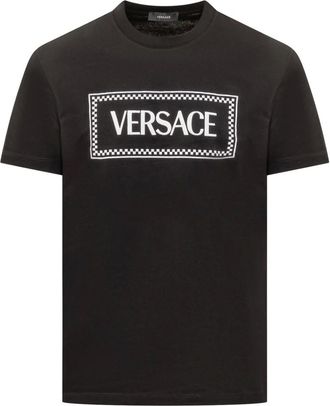 Versace Homme, Tops, Noir, Taille: XL T-shirt Brod&eacute; Logo Vintage Ann&eacute;es 90