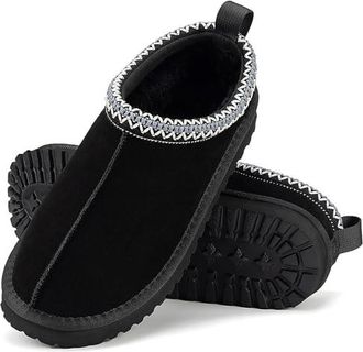 Mishansha Chaussons Femme Confortable Pantoufles avec Doublure en Fourrure Chaude Hiver Slippers Antid&eacute;rapant - Int&eacute;rieur et Ext&eacute;rieur Noir 43