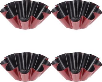 Angoily Moule &agrave; G&acirc;teau en Acier Carbone, 4 Pi&egrave;ces, Rouge Noir, Classique, P&acirc;tisserie, Anti-adh&eacute;sive, Lavable au Lave-vaisselle, R&eacute;sistant au Four jusqu&agrave; 450&deg;C