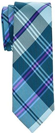 Retreez Cravate fine en microfibre tiss&eacute;e &agrave; carreaux 5,1 cm - Turquoise - Taille Unique