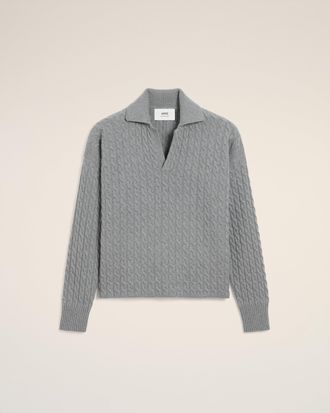 Ami Polo Gris En Laine Torsadée Gris - XS - Unisex