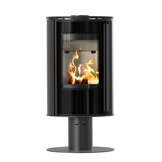 Kratki Kaminofen aus Stahl mit Sockel Erik 5,5 kW &Oslash; 150 mm - Freistehender Holzofen, effizient & umweltfreundlich, Clean-Glass-System und Termotec - ECODESIG