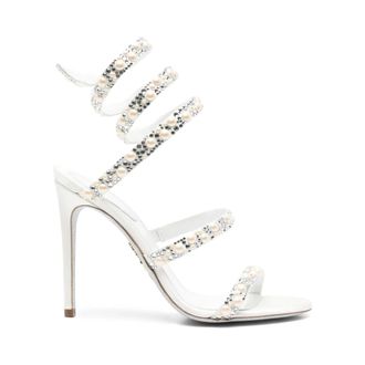 Rene Caovilla Wei&szlig;e Stiletto-Sandalen mit Strass - - Shoes - Damen - Wei&szlig; - 36 1/2 EU