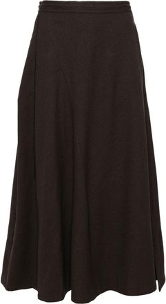 Yohji Yamamoto Midirock mit Ziernähten - Braun