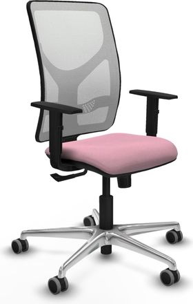 Piqueras y Crespo Schreibtischstuhl mit 1D-Armlehnen, h&ouml;henverstellbare Lendenwirbelst&uuml;tze, ausgestattet mit 3 Positionen und Schneideschaum, Wei&szlig;/Rosa