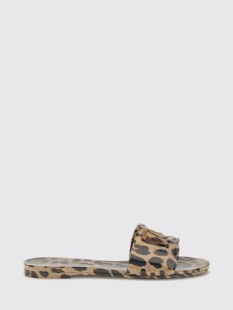 Dolce & Gabbana Claquetttes en caoutchouc &agrave; imprim&eacute; animalier avec monogramme DG