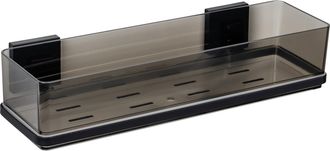 WENKO Vacuum-Loc Maxiablage Quadro, Bad-Ablage aus Kunststoff mit Edelstahl-Halterung, 38,5 x 8,5 x 14,5 cm, Schwarz
