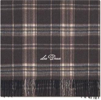 Les Deux Schal aus Wolle mit Tartanmuster und Fransen in