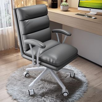 Generic Ergonomischer B&uuml;rostuhl, Schreibtischstuhl mit Lendenwirbelst&uuml;tze, Lederbezug, Belastbarkeit 300 kg, Computerstuhl mit Armlehnen und Rollen