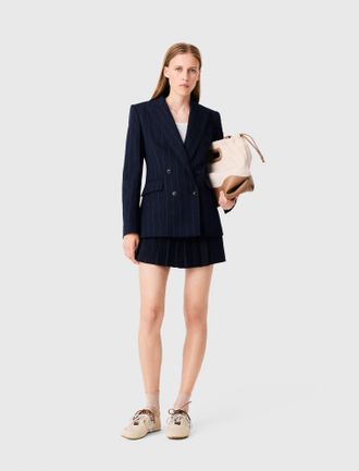 Maje Veste De Tailleur Crois&eacute;e - Bleu Marine - Maje