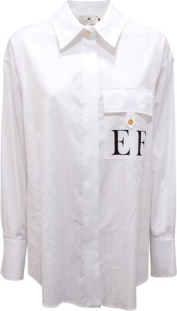 Elisabetta Franchi Femme, Blouses et Chemises, Blanc, Taille: 42 FR Ca-121-56E2 Camicia Over Striped Shirt