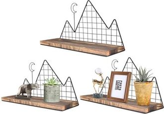 Generico &Eacute;tag&egrave;res flottantes murales, porte-objets en bois sans trous suspendus g&eacute;om&eacute;triques pour exposition | &eacute;tag&egrave;res murales en forme de montagne | pour mai