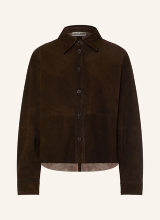 Minimum Leder-Overshirt Lucia braun