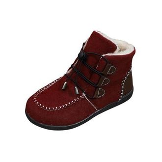 Generic KQIVAM Bottes de neige pour femme Bottes &agrave; plateforme femmes Bottines mi mollet femme cuir avec Lacets large bas,Bottines de Neige Fourrure Doubl&eacute; Cha