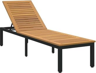 vidaXL Vidaxl - Chaise longue Noir 200 x 55 x 35 cm Bois dacacia massif
