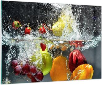 Arttor Bilder auf Glas 100x70cm Glasbild Früchte Wasser Spritzer Essen Groß Wanddeko Bild im Glas Schlafzimmer Küche Deko Wandbilder Dekoration Wohnzimmer Mo