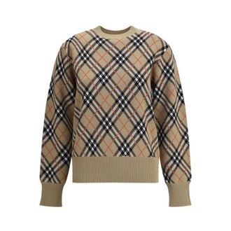 Burberry Karierte Wollpullover - - Knitwear - Damen - Beige - L