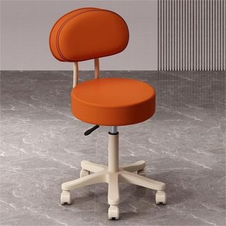 Generic Hocker H&ouml;henverstellbar Mit Fu&szlig;st&uuml;tze &middot; Drehhocker 360&deg; Drehbar &middot; B&uuml;rohocker & Friseurhocker &middot; Rollhocker Mit R&uuml;ckenlehne Aus PU-Leder &middot; Arbeitshocker