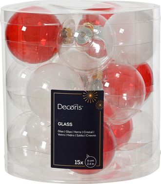 Kaemingk Weihnachtskugeln Glas 6cm 15 St&uuml;ck - matt & gl&auml;nzend & transparent - Christbaumkugeln Weihnachtsbaumkugeln f&uuml;r Weihnachten - Christbaumschmuck & Weihn