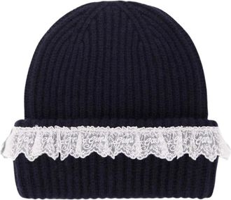Ganni M&uuml;tze aus Spitzenwolle - - Accessories - Damen - Blau - ONE SIZE