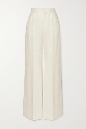 Chlo&eacute; Leinenhose Mit Weitem Bein Und Falten - Wei&szlig;